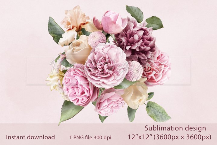 Floral sublimation design. Bouquet of pink flowers PNG. (1088968 ...