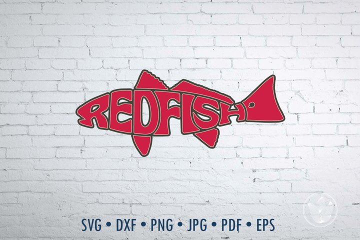 Redfish Svg cut file, Lettering design in fish shape (803718) | Cut ...
