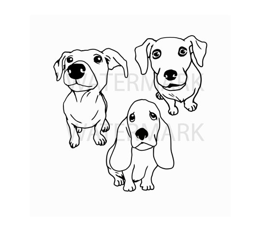 Bundle Three Dogs - Separated SVG/JPG/PNG - Hand Drawing (63788 ...