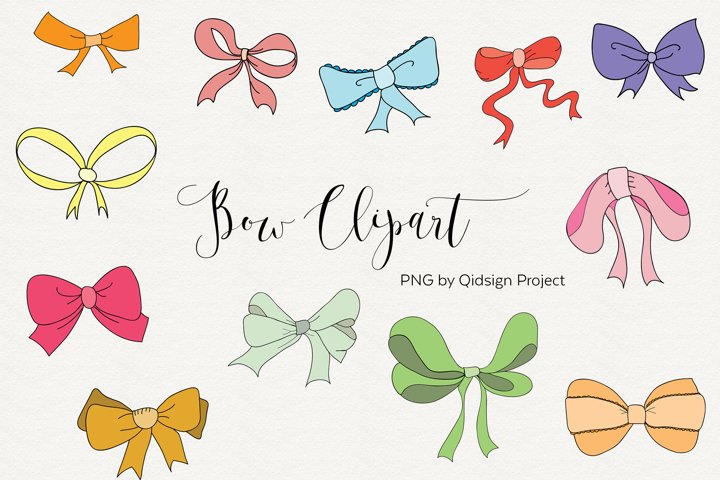 12 Hand Drawn Bow Clipart PNG (258624) | Illustrations | Design Bundles