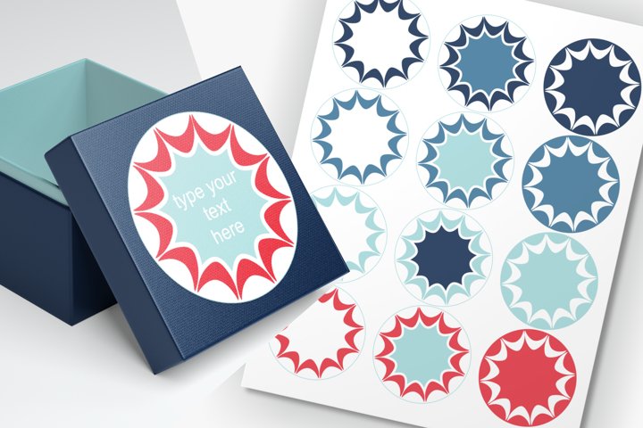 Red Blue White Round Labels 2.5 in for A4 and US Letters