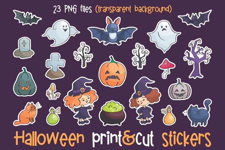 Halloween print and cut stickers set. (913801) | Labels | Design Bundles
