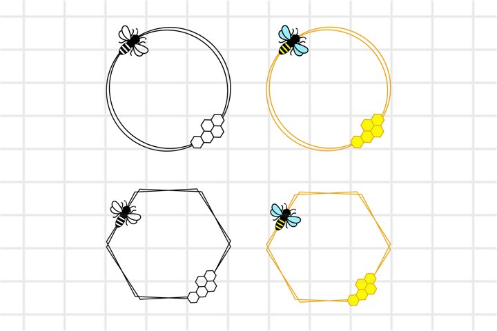 Honey Bee Frame SVG Hexagon and Circle frame cut file (831505) | Cut ...