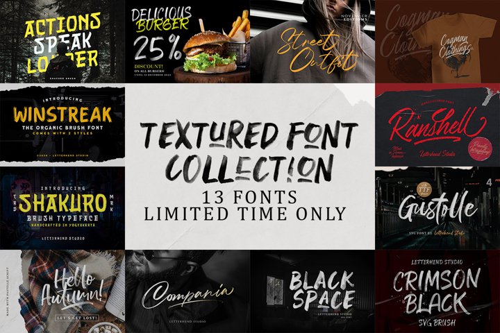 Textured Font Bundle (12108) | Packs / Bundles | Font Bundles