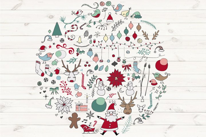 Christmas Doodles Clipart (174713) | Illustrations | Design Bundles