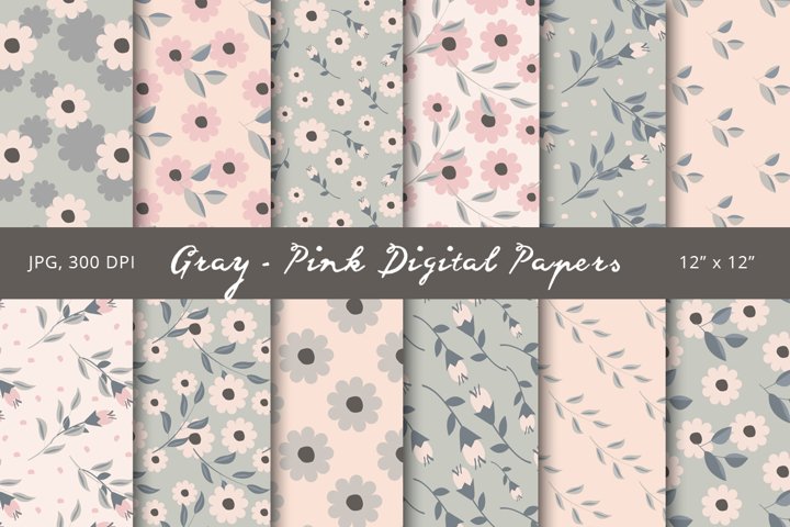 Gray-Pink Digital Papers (20161) | Backgrounds | Design Bundles