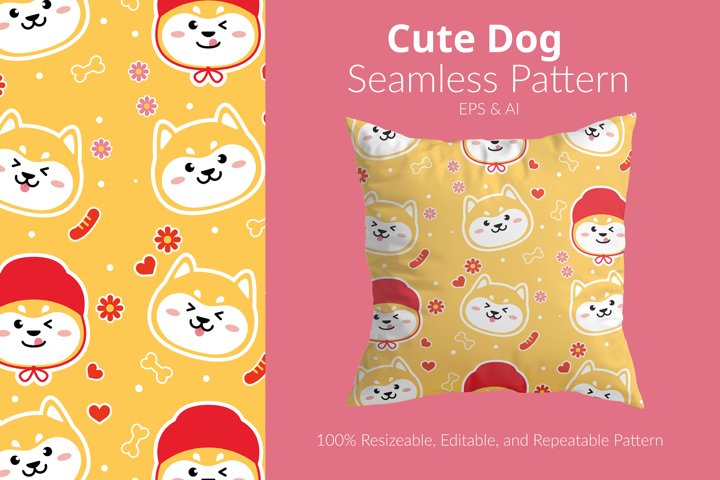 Cute Dog Pattern - Seamless Pattern