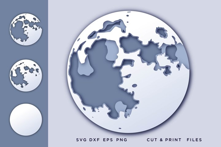 Moon, Svg files for cricut, Layered Moon svg, 3d svg (990283) | Cut ...