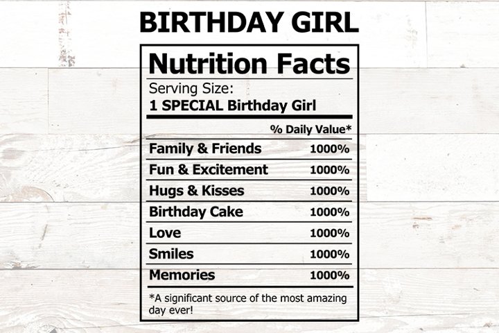 Birthday Nutrition Facts SVG Files Birthday Girl Shirt 978553 Cut 