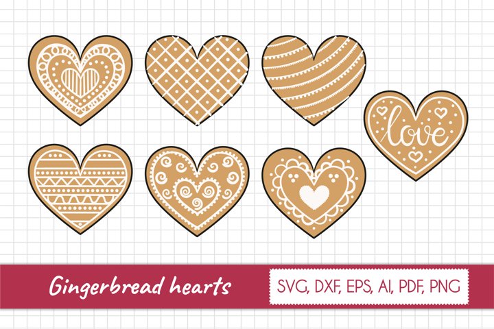 Vector collection of gingerbread hearts. Gingerbread Svg (1161025 ...