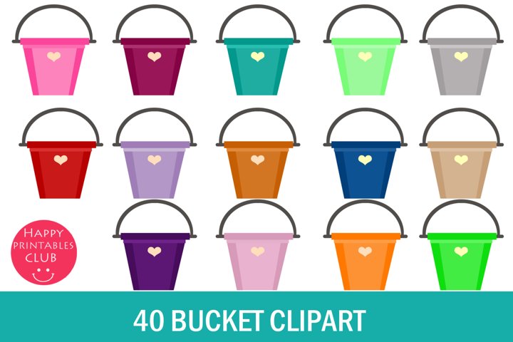 40 Bucket Clipart- Rainbow Bucket Clipart- Colorful Buckets (152966 ...