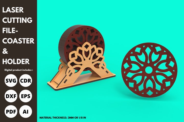 Coaster & Holder - laser cutting file