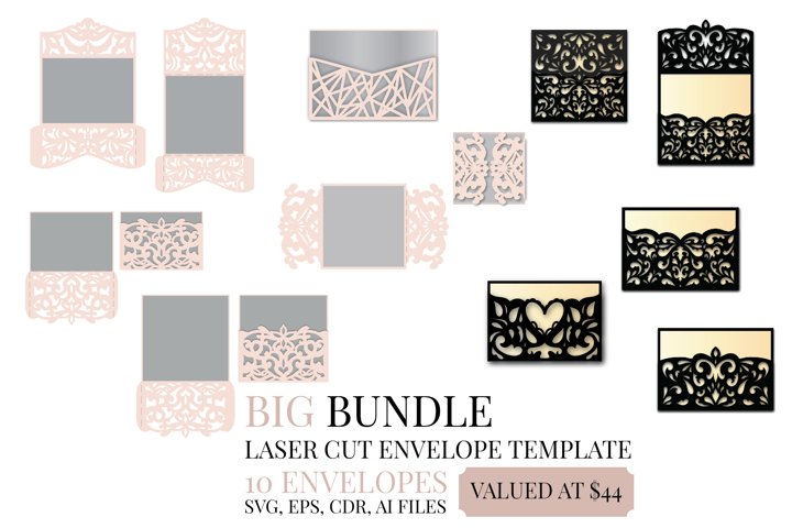 Big Bundle Laser Cut Envelope Template for Cards (1147191) | Paper ...