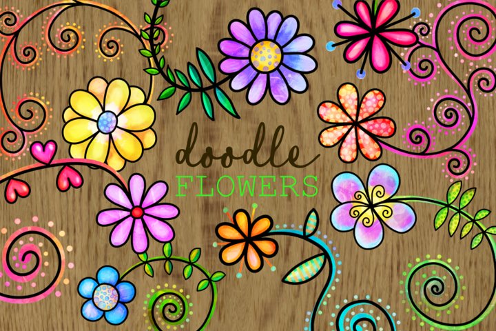 Hand Drawn Doodle Watercolour Ink Daisy Flowers (804629 ...
