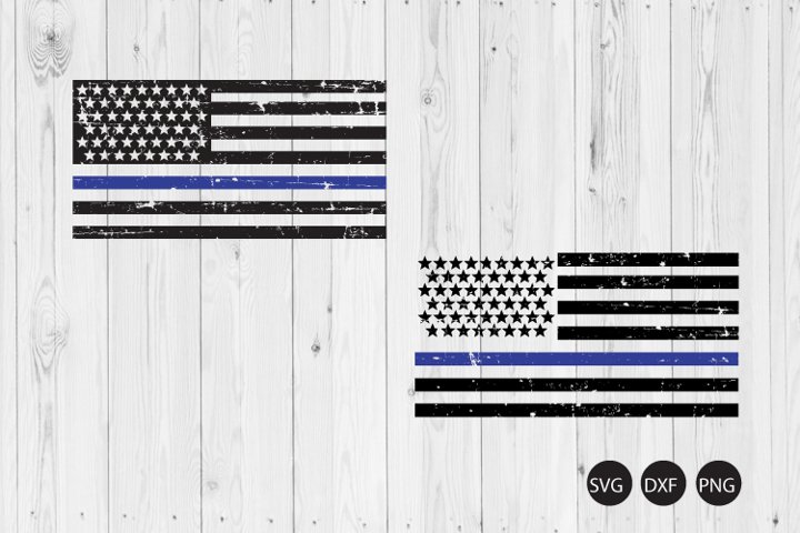 Thin Blue Line Distressed Flag SVG, DXF, PNG Cut File (179772) | Cut ...