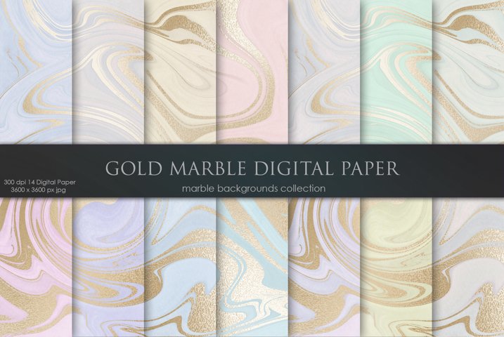 Wedding Gold Marble Digital Paper