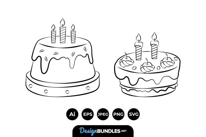 Birthday Cake Clipart Black and White