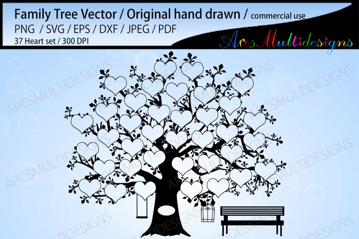 37 heart Family tree template (1110347) | Illustrations | Design Bundles