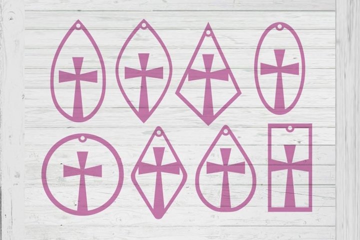 Cross Earrings template svg dxf png ai files (1151823) | Cut Files ...