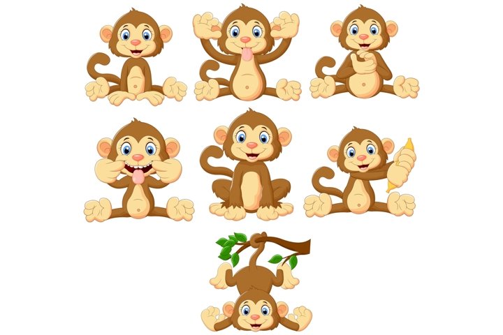 Cartoon Monkeys Vector Set (683084) | Characters | Design Bundles