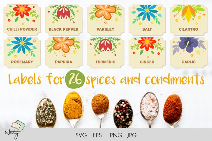 Labels for 26 spices and condiments. Ready to print and use. (1145575 ...