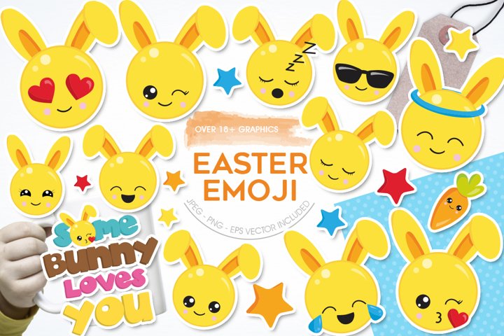 Easter Emojis graphics and illustrations, vector