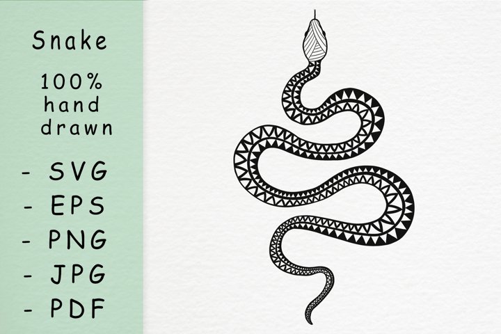Hand drawn snake with patterns