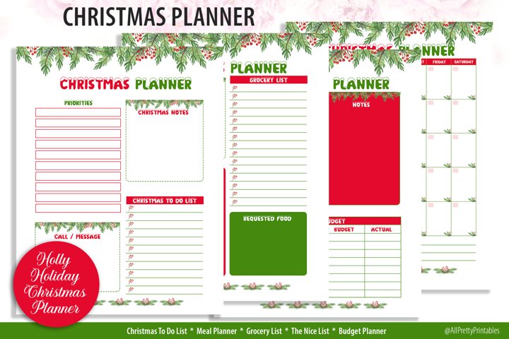 Holly Holiday Christmas Planner (904904) | Digital | Design Bundles