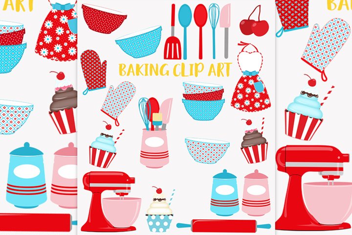 Baking tools clipart set (558301) | Illustrations | Design Bundles
