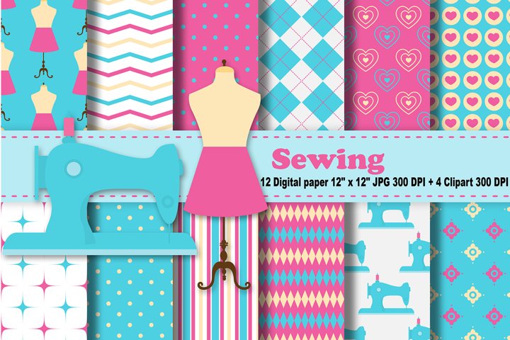Sewing Digital Paper, Sewing Machine, Thread Background. (93464 ...