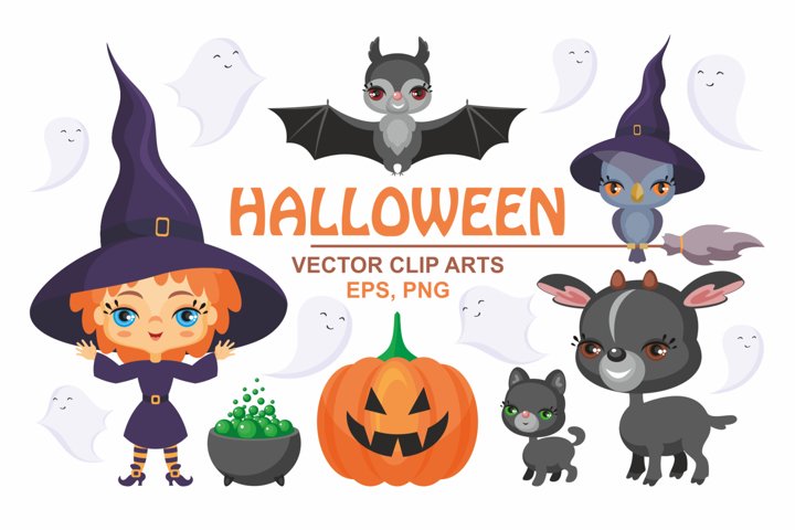 Halloween set. Cute vector clip arts. (36249) | Illustrations | Design ...