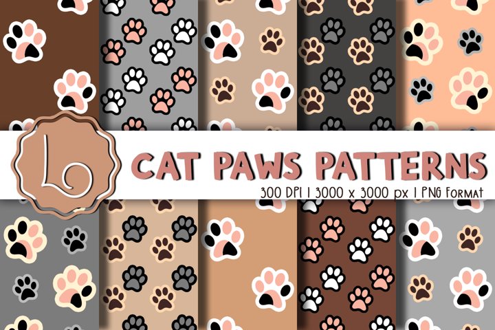 Cat Paws Patterns (542166) | Patterns | Design Bundles