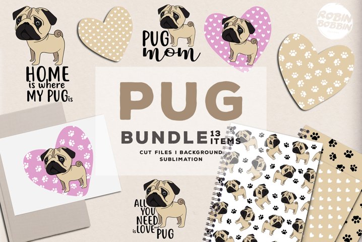 Pugs SVG Bundle - Pug Pattern - Pug Lover Bundle (648238 ...