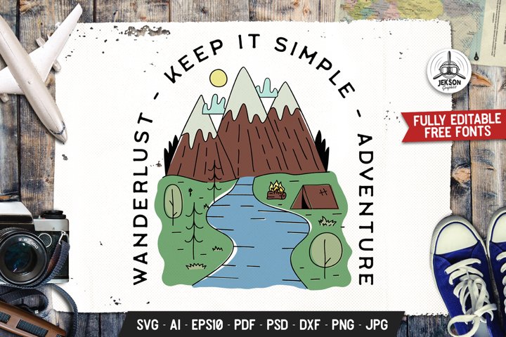 Keep It Simple Vector Adventure Badge Retro Graphic SVG (552505 ...