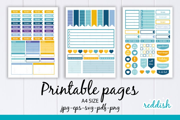 Printable pages with stickers A4 size, digital papers bundle (845528 ...