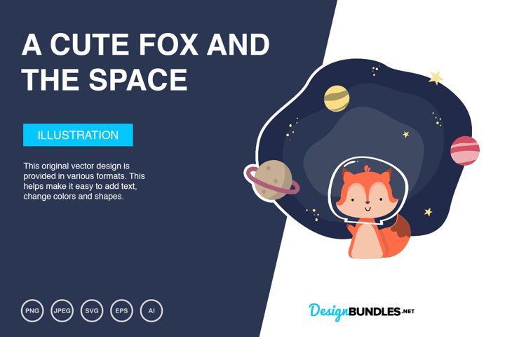 A Cute Fox and The Space Vector Illustration