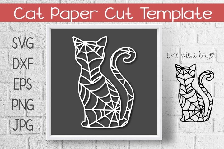 Cat Paper Cut Template Design SVG