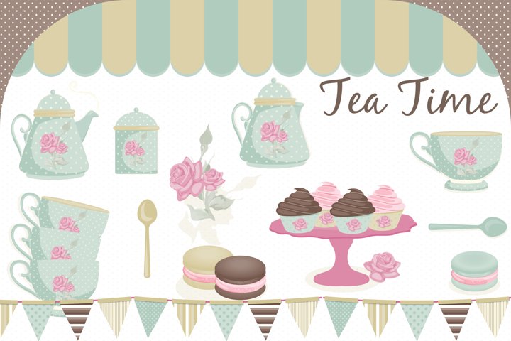 Tea party clipart, Tea party graphics (26987) | Illustrations | Design ...