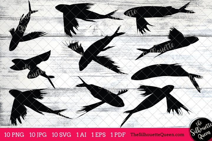 Flying Fish Silhouettes Clipart Clip Art(AI, EPS, SVGs, JPGs, PNGs, PDF ...