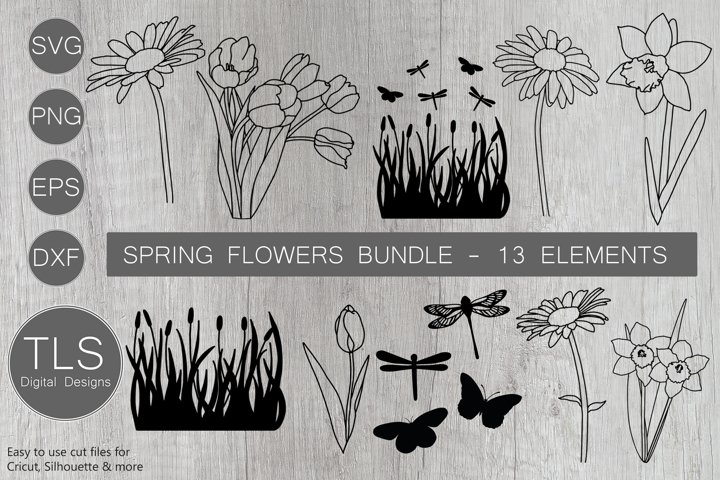 Spring Flower SVG Bundle (1217093) | Cut Files | Design Bundles