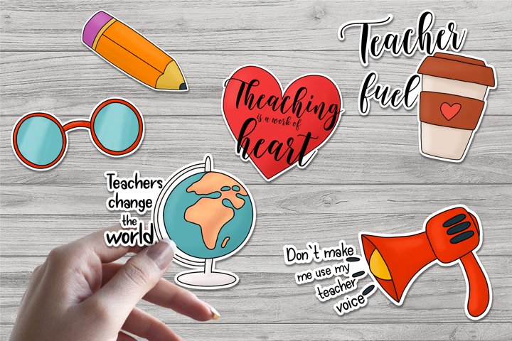 Teacher - printable stickers PNG (1112511) | Stickers | Design Bundles