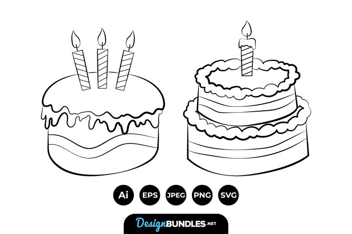 Birthday Cake Clipart Black and White