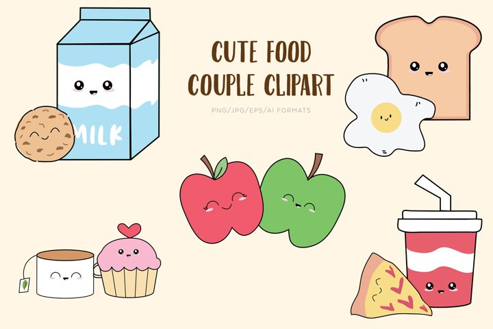Cute Food Couple Vector Clipart