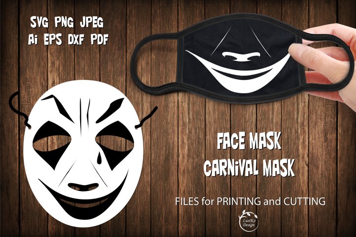 Joker smile mask for Halloween. Face mask print design SVG (961617 ...