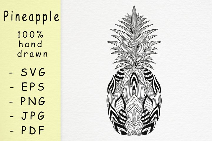 Hand drawn Pineapple with patterns