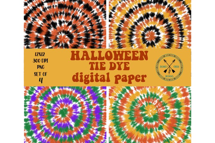 Halloween Tie Dye Digital Paper Pack (783949) | Patterns | Design Bundles