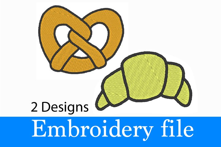 Croissant and Pretzel Embroidery Design (85059) | Embroidery | Design ...