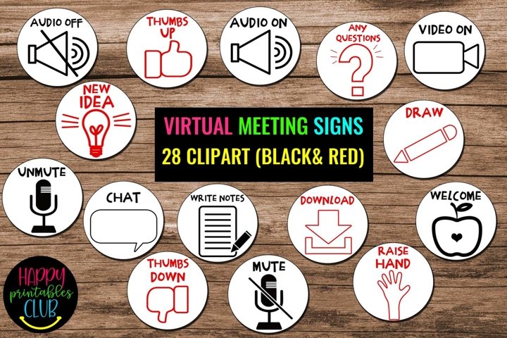 Virtual Meeting Signs Clipart- Virtual Classroom Icons (893980) | Signs ...