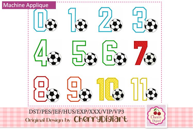 Soccer Numbers applique machine embroidery bunles 2264