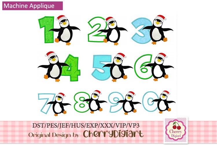 Christmas penguin Numbers machine embroidery (2919960)
